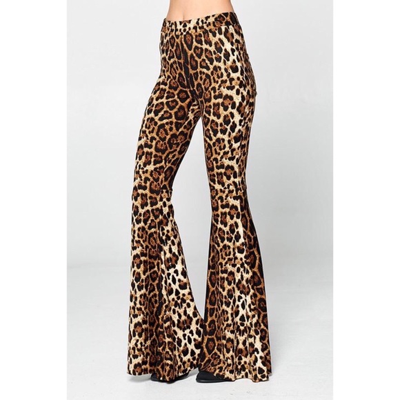 JEÂ | Pants & Jumpsuits | Leopard Bell Bottoms | Poshmark
